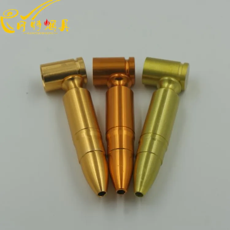 Fashion Golden small bullet metal smokeing Pipe weed grinder smoke pipe ...