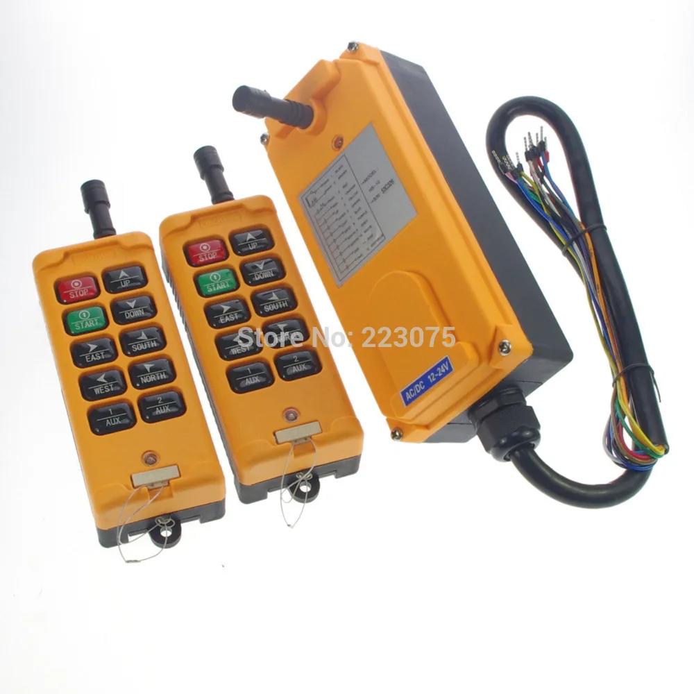 10 Channel 2 Transmitters Hoist Crane Remote Control System 12V/24V/36V ...