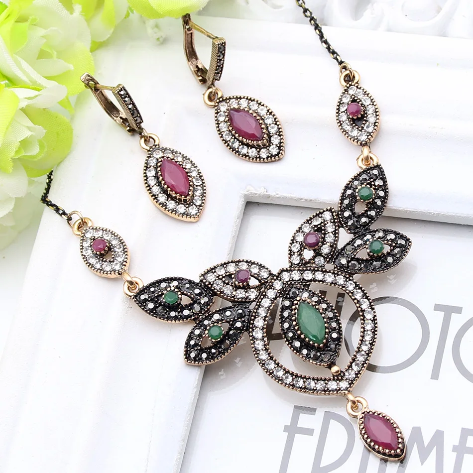 Classic Vintage Turkish Jewelry Sets Antique Gold Plating Necklace ...