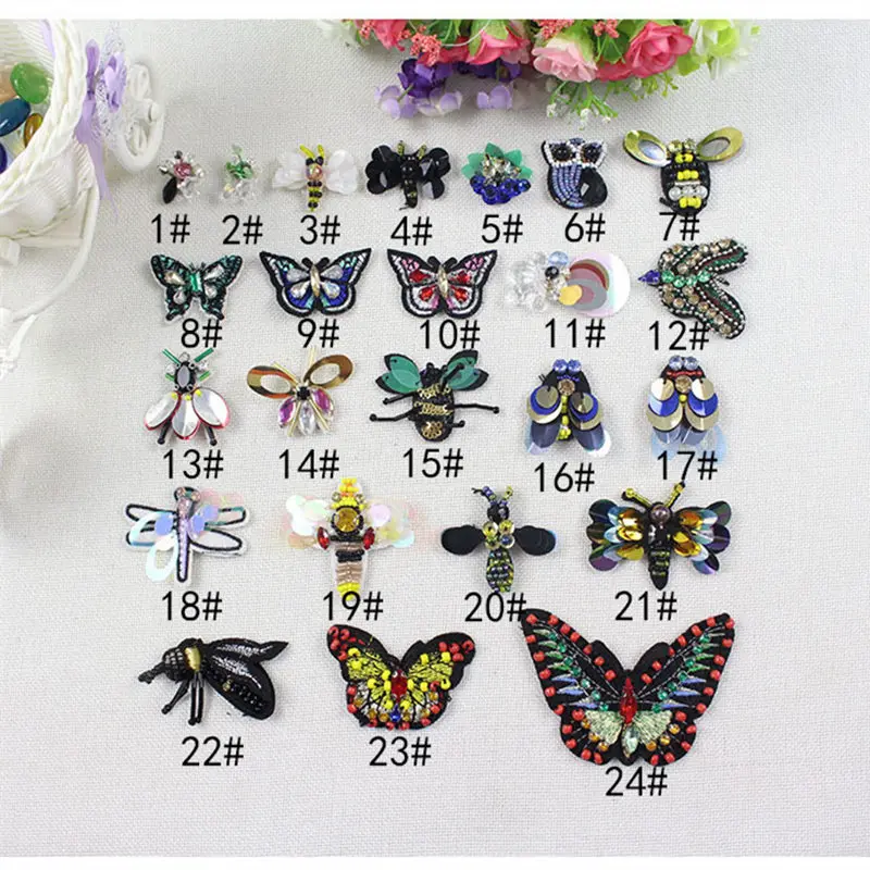 Rhinestone Beaded Bees Patch for Clothing Sewing on Beading Applique ...