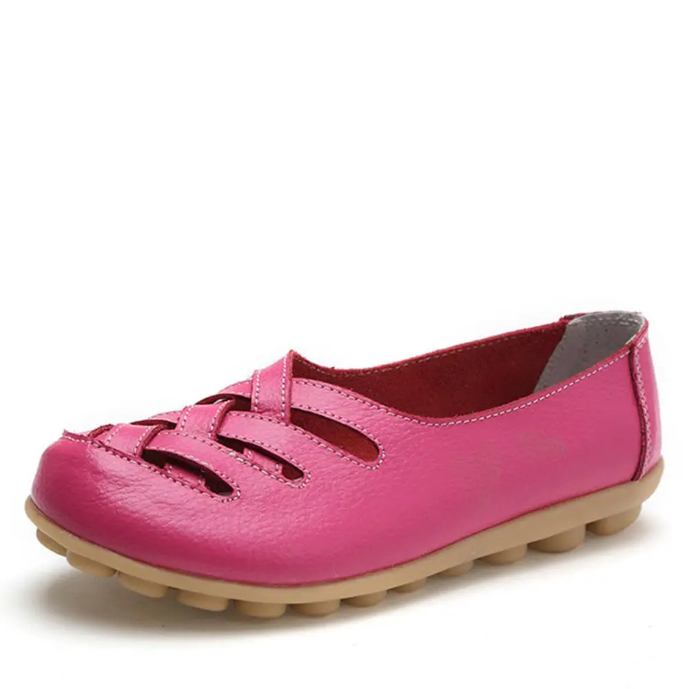 2018 nueva primavera Otoño de moda de mujer zapatos planos de sandalias de cuero genuino zapatos ...