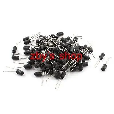 100 x 100uH 300mA 4x6mm 10% Ferrite Core Radial Lead Inductor Black ...