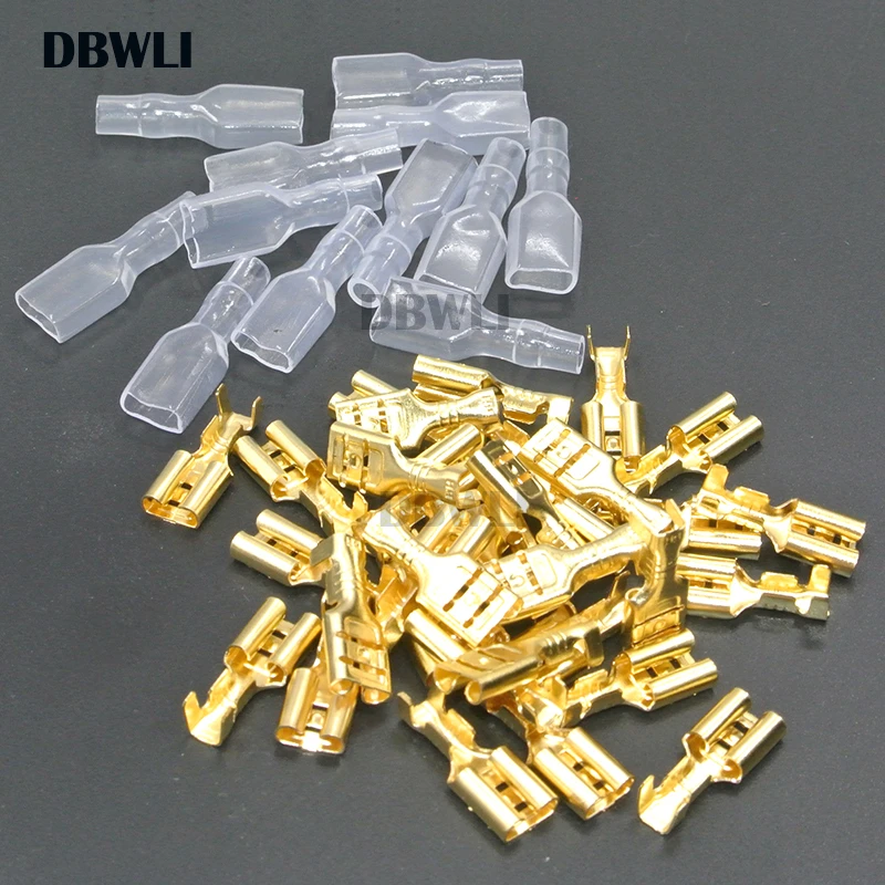 200PCS/100Pairs 2.8mm 4.8mm 6.3mm Female Spade Crimp Terminals ...
