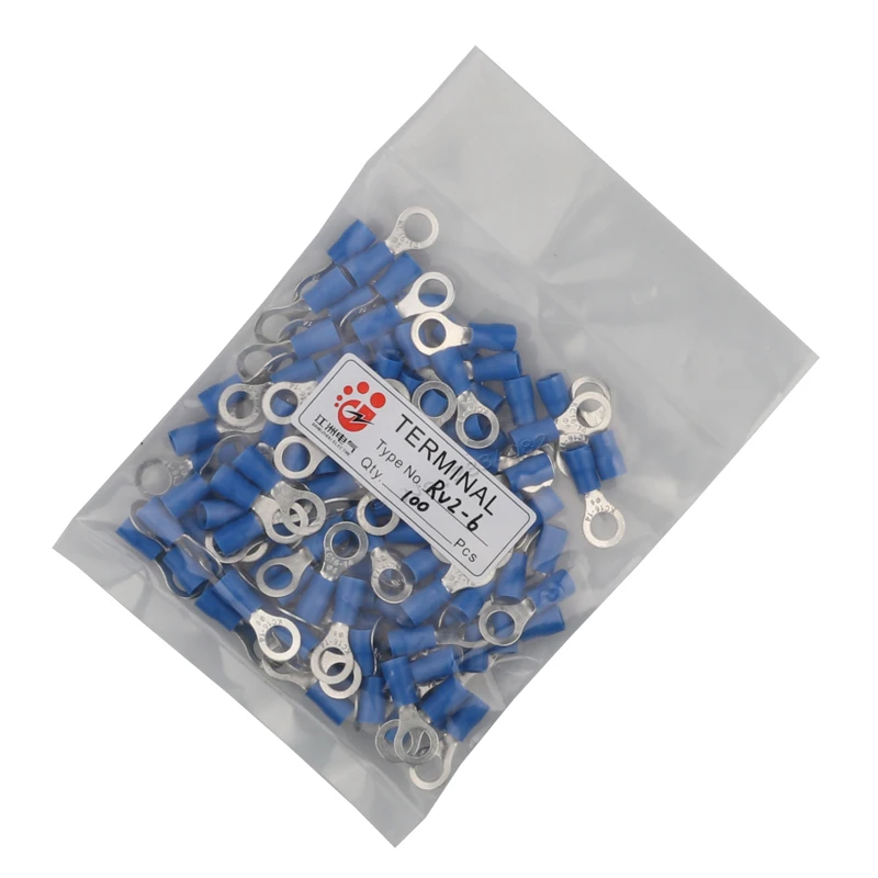 RV2-6 Insulated 16~14mm AWG Electrical circular Crimp Terminal Cable ...