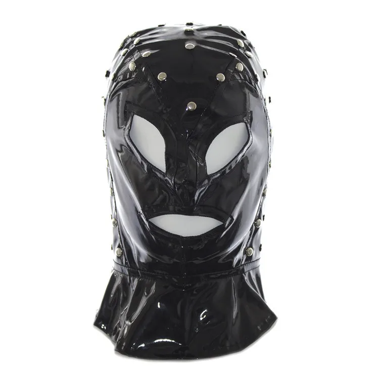 Bdsm Bondage Gear Faux Leather Party Head Mask Sex Hoods Slave Open Mouth Eye Adult Games Sex