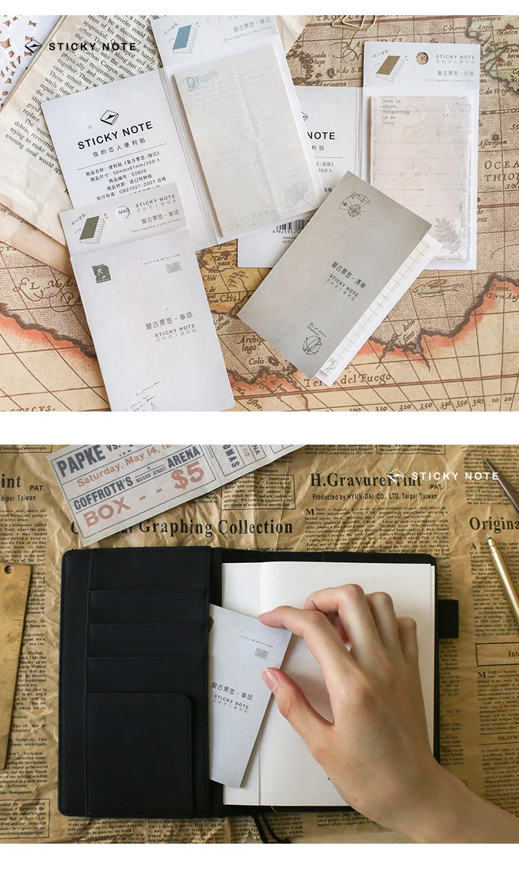 36 шт./партия, винтажная записная книжка, мини-портативная Липкая ...