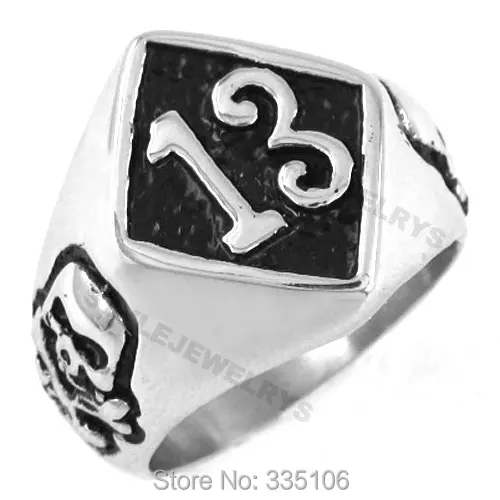 Fashion-Number-13-Ring-Stainless-Steel-Jewelry-Classic-Skull-Biker-Mens ...