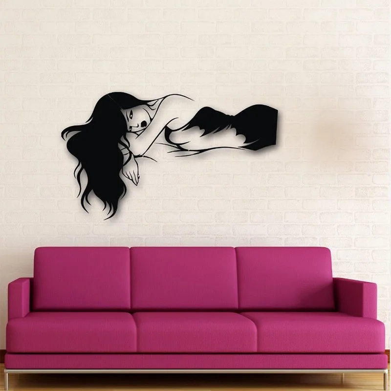 New Sexy Girl Vinyl Wall Decal Beautiful Long Hair Girl Lying Sexy