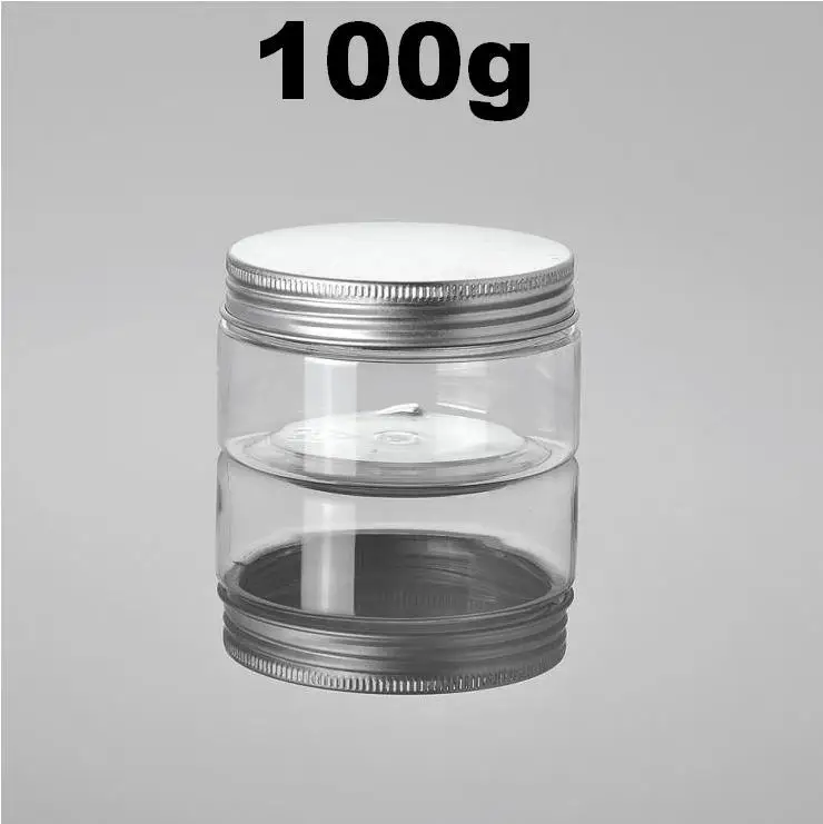 100pcs 100g Plastic Jar With Inner Cover And Aluminum Lid Empty Beauty ...