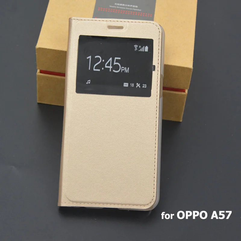 OPPO A57 Case , Open Window Leather Flip Coque Case for OPPO A39 A57 ...
