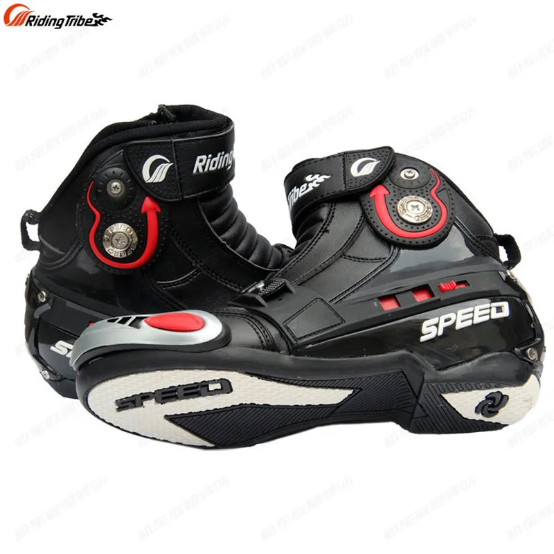 2015 New Leather Motorcycle short Boots Riding Tribe SPEED Moto Racing ...