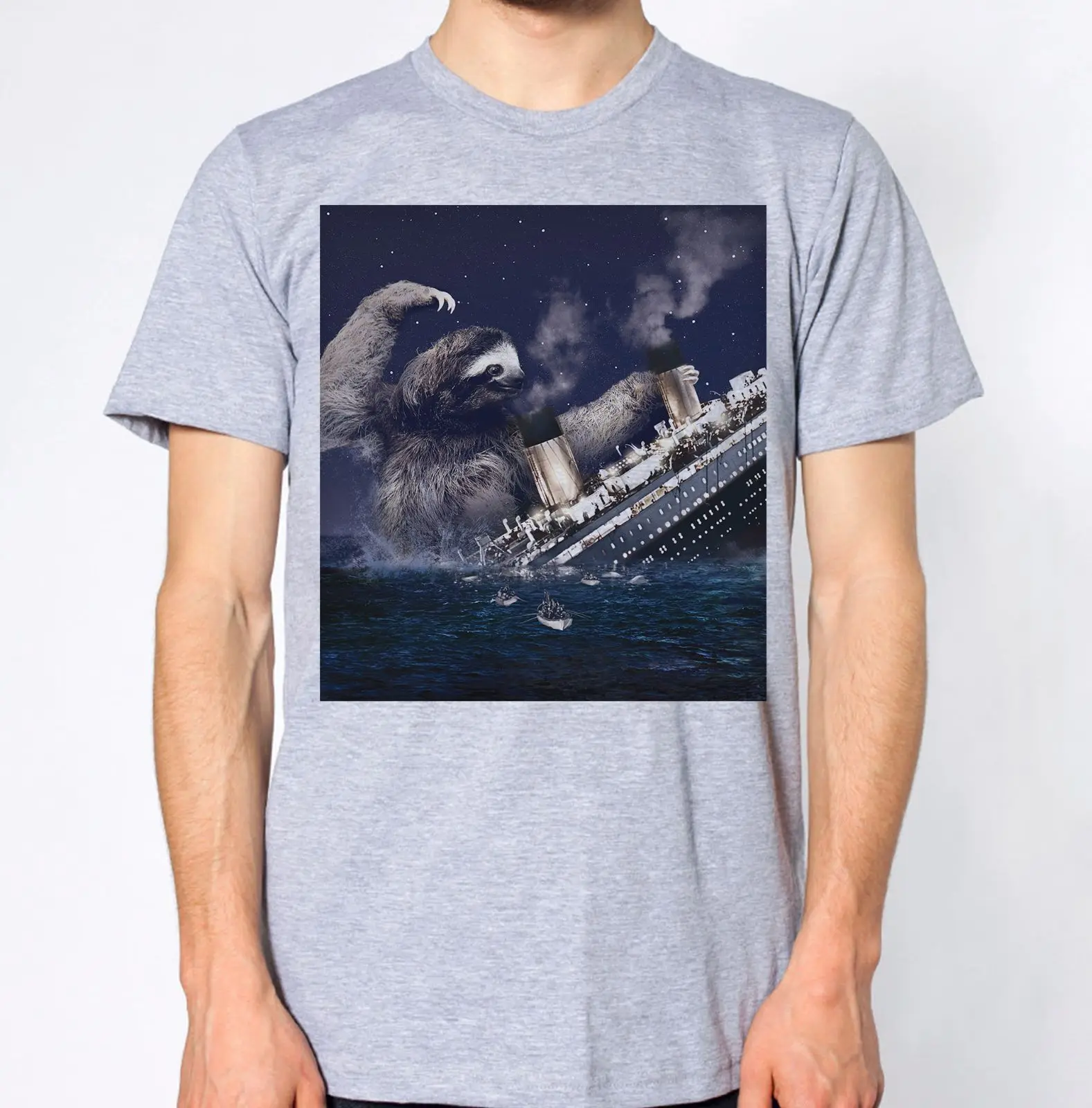 Sloth Titanic T Shirt Ship Sinking Humour Animal Lover Funny Top custom ...