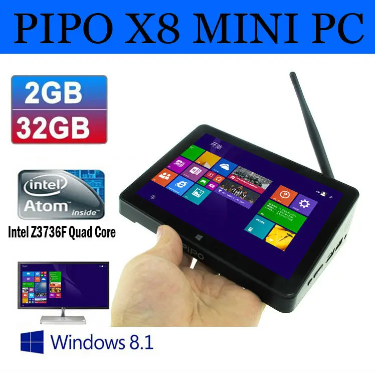 PIPO X8 MINI PC Tablet Windows 8.1 Android 4.4 Dual OS Smart TV BOX ...
