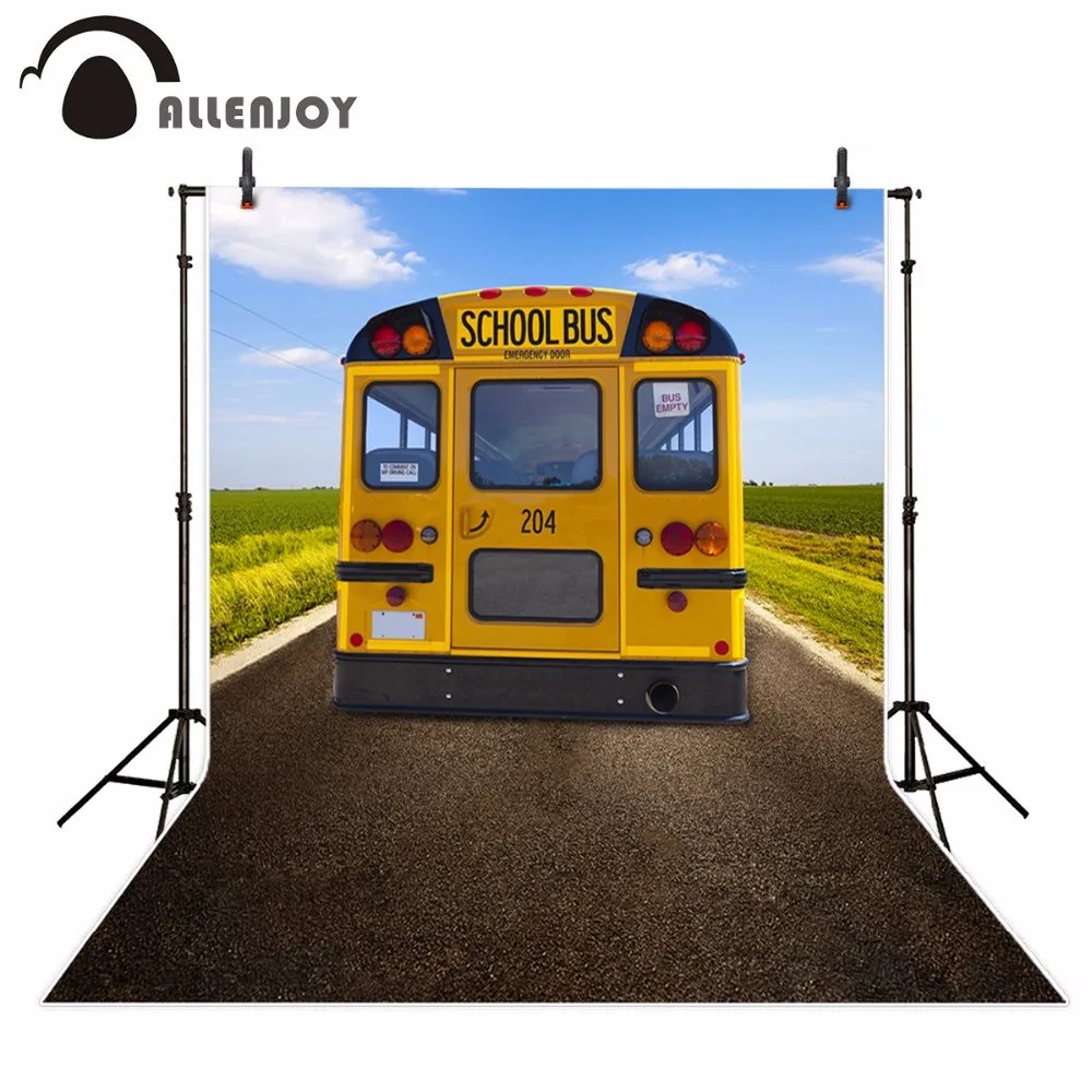 Allenjoy back to school bus photography backdrop highway student grass ...