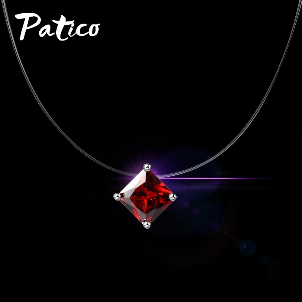 Collar de cadena de clavícula para mujer, cadena Invisible transparente ...