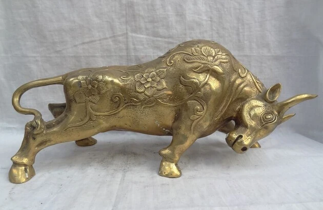 SCY bi002107 16" Chinese Brass Year Zodiac Animals Flower Wealth Strong ...
