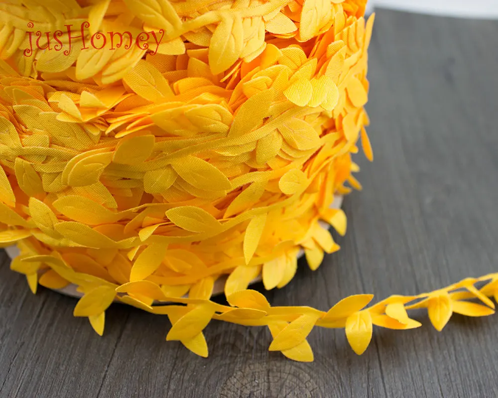 200yard/lot Die Cut Orange Artificial Leaves Ribbon Vines Rattan For ...