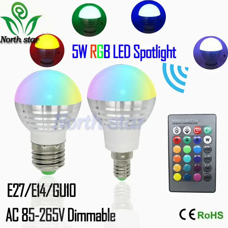 2016 New RGB LED Bulb E27 E14 5W LED Lamp Light Led Spotlight Spot ...