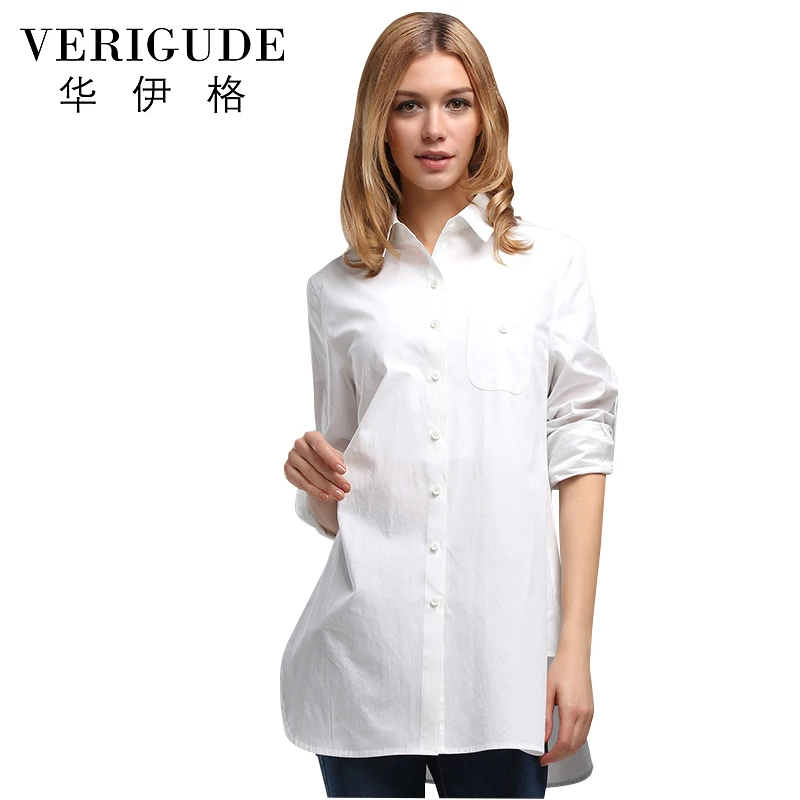 Veri Gude Women Long Sleeves White Blouse Pure 100 Cotton Size S M L