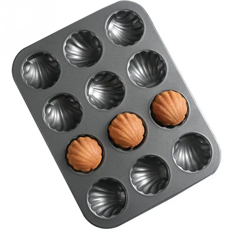 Non Stick Carbon DIY Steel Shallow Muffin Cake Baking Pan Shell Shaped ...