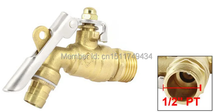 Garden Brass 1/2" Pt Male Thread Locked Handle Water Tap Faucet Gold ...
