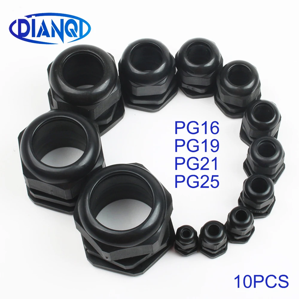 10PCS ไม่มีปะเก็น IP68 PG16 PG19 PG21 PG25 สาย CE สีขาวสีดำกันน้ำ ...