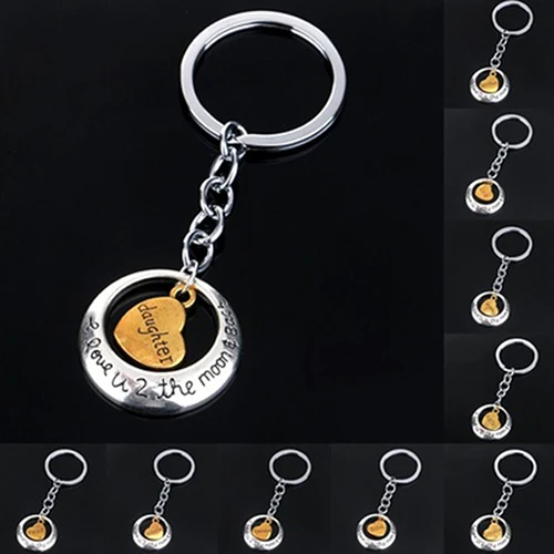 Family Mom Dad Sister Carved Heart Pendant Key Ring Chain Keyring ...
