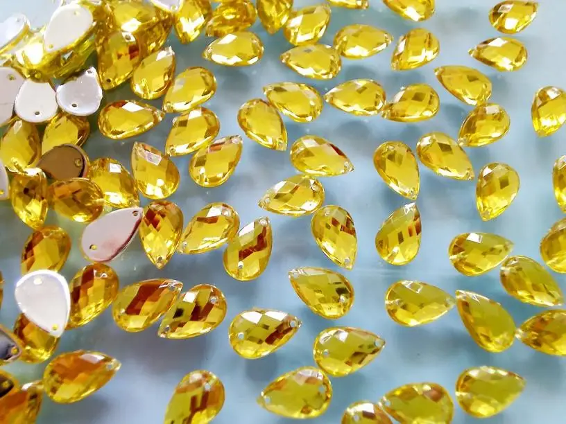 8-13mm-water-drop-shape-Sew-on-Rhinestones-yellow-stones-crystal-strass ...