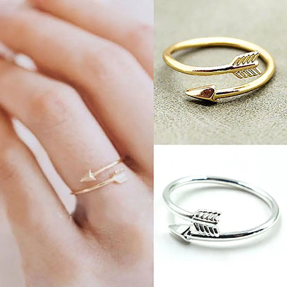 Fashion Golden Tone Rings For Women Adjustable Arrow Open Knuckle Ring ...