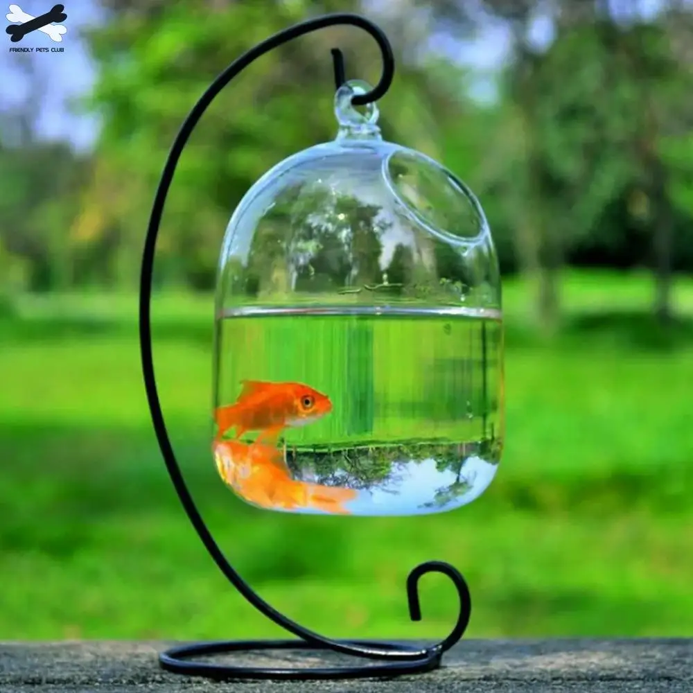 Clear 15cm Height Hanging Glass Aquarium Fish Bowl Fish Tank Flower ...