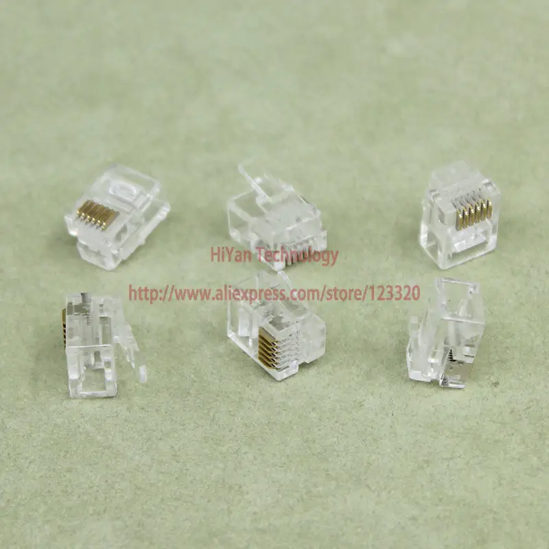 (100pcs/lot) RJ11 6P6C Modular Jack Network Male Plugs 6 Pin Telephone ...