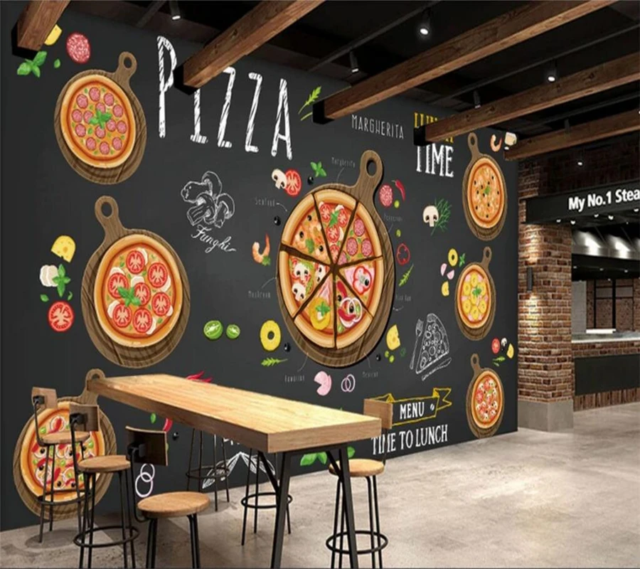 Custom-Wallpaper-brown-black-pizza-shop-background-walls-Mural-relief ...