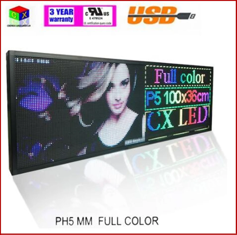 Rgb Full Color P5 Indoor Led Message Sign Moving Scrolling Led Display ...