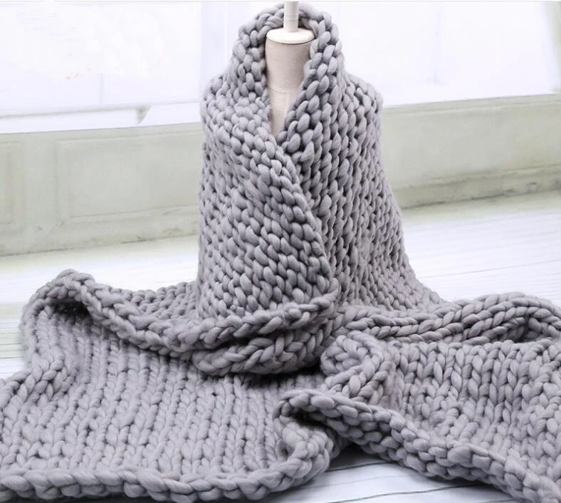 1 Pcs High Quality Chunky Knit Blanket Hand Woven Coarse Line Blanket ...