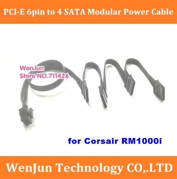 PCI E 6 pin Male 1 to 4 SATA / 10 SATA 15pin Modular powr supply cable ...