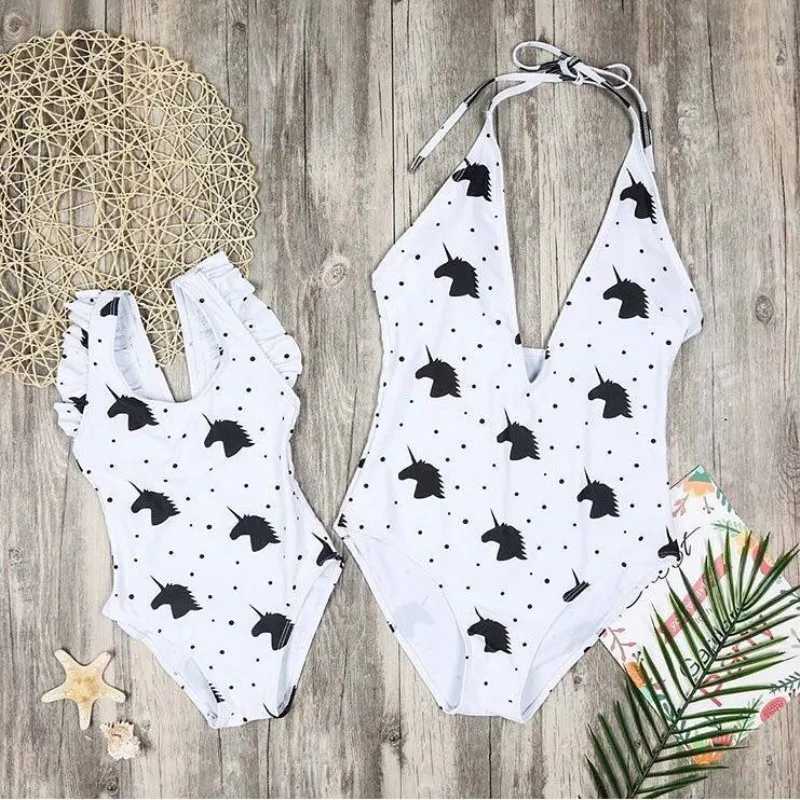 Baby Girls Unicorn Swimsuits Mother and Daughter Clothes Mum Mom and ...