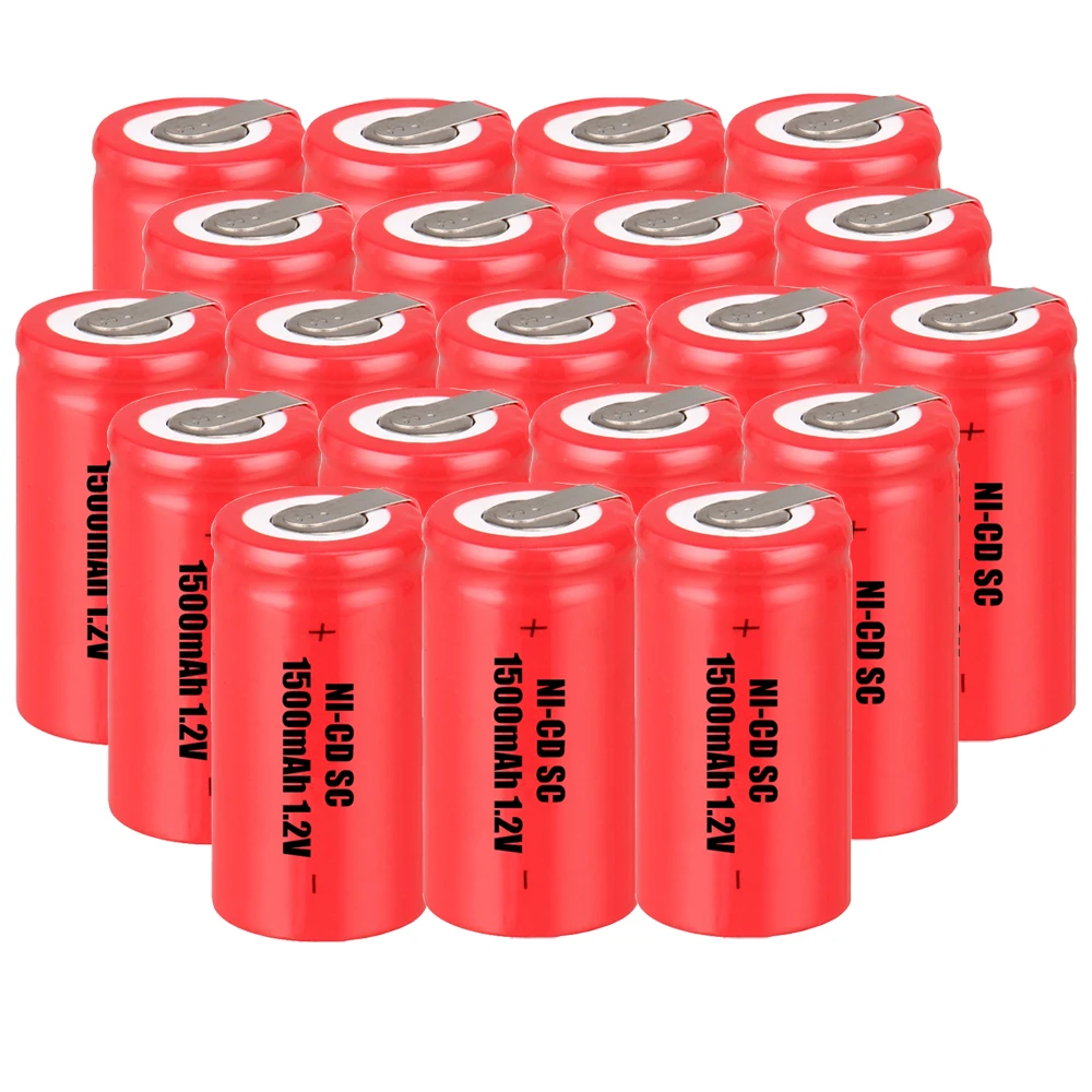 Lowest price 20 piece SC battery 1.2v batteries rechargeable 1500mAh ...