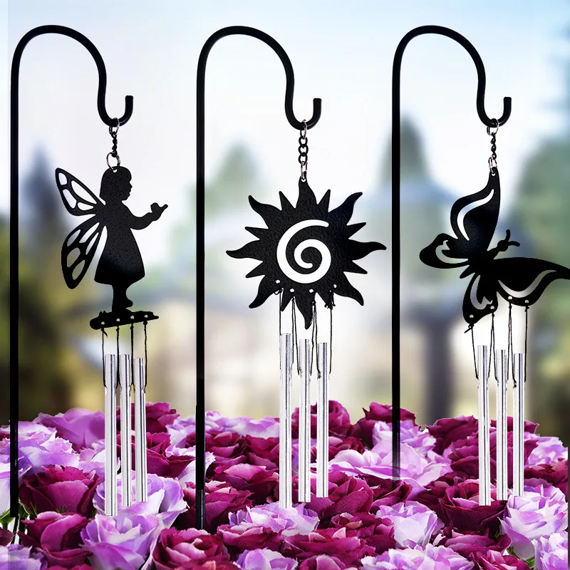 Potted Flower Arrangement Decorative Wind Chimes Metal Iron Crafts Pure ...