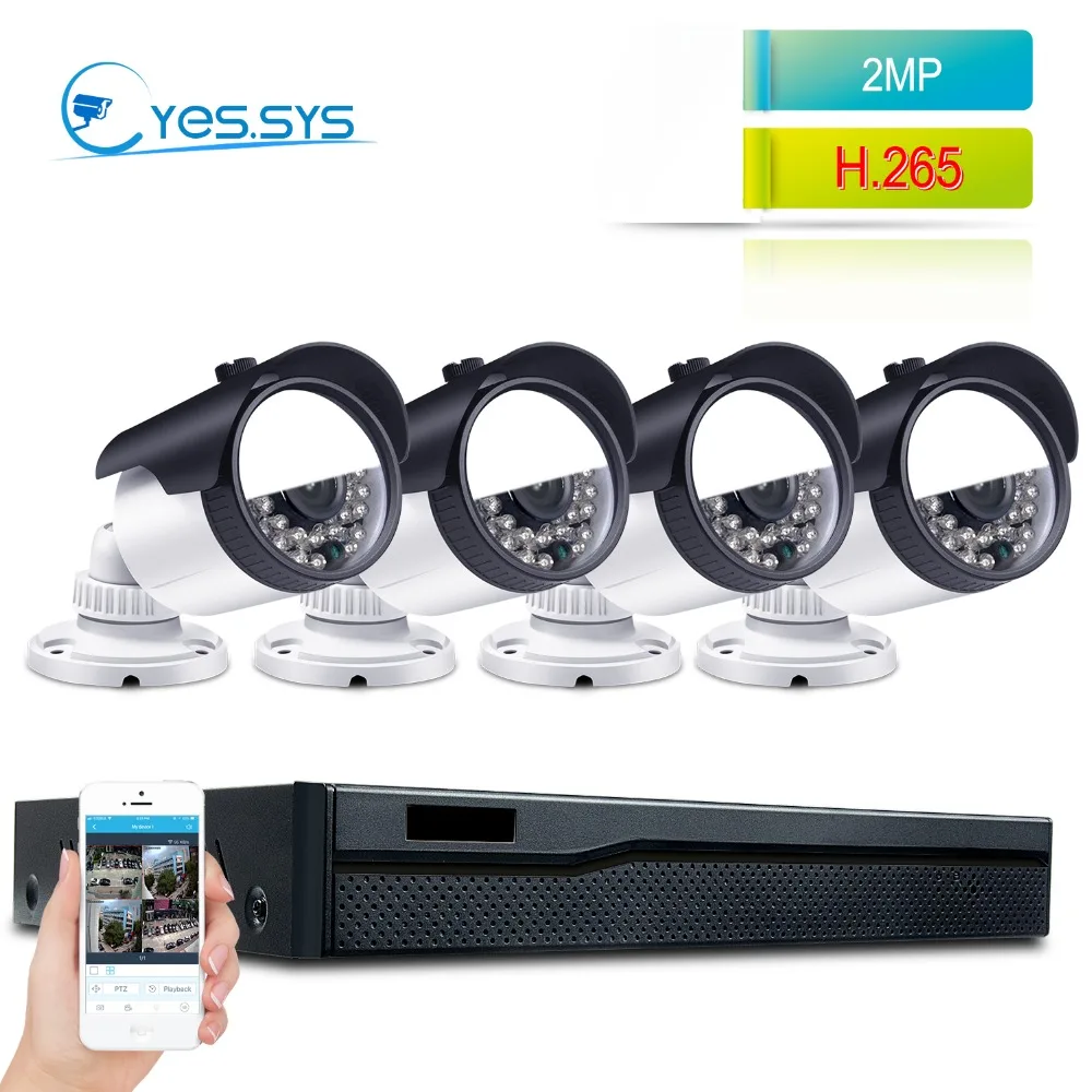 eyes.sys Waterproof 4CH 2.0MP NET NVR System + (4) 2.0MP IP Camera 1920 ...