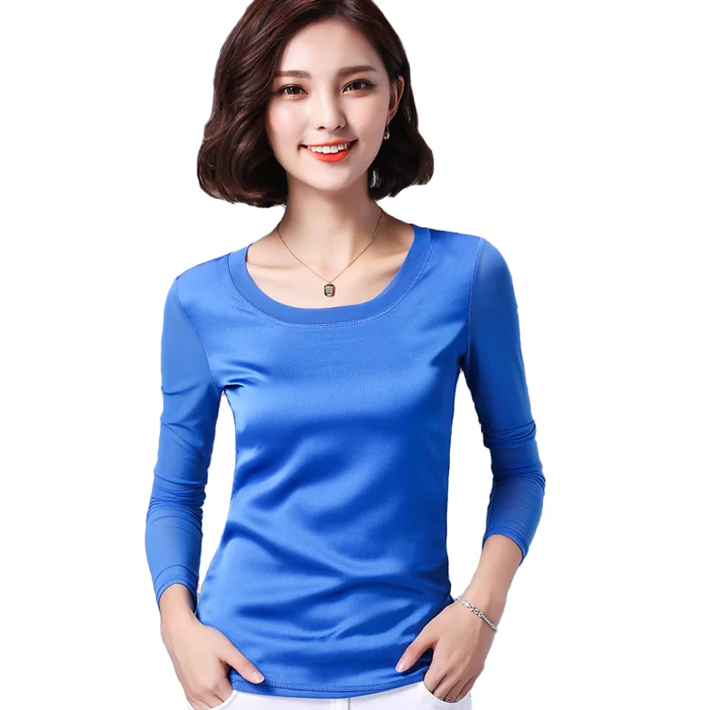 Buy 2017 Spring Autumn Silk T Shirt Women Fashion Long