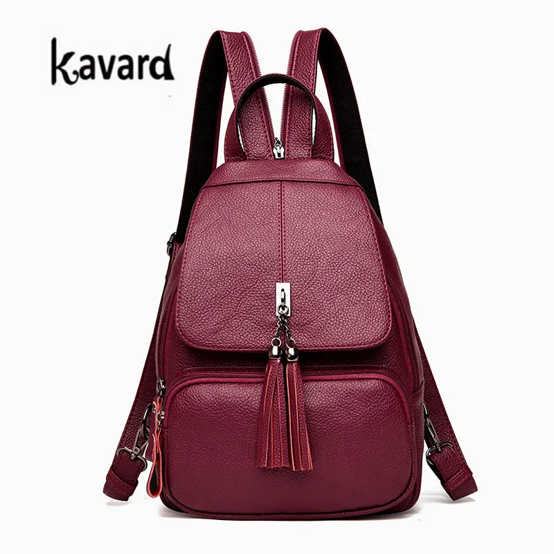 Kavard Women Backpack Tassel High Quality PU Leather Backpacks for ...