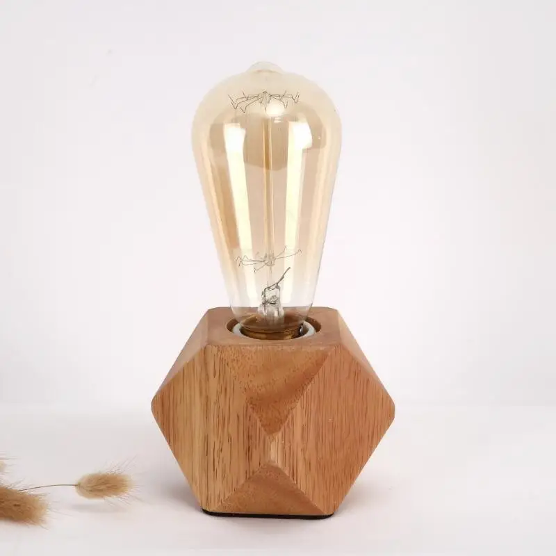 Wood Table Lamp reading Lights Desk Night Light E27 holder Vintage Wood ...