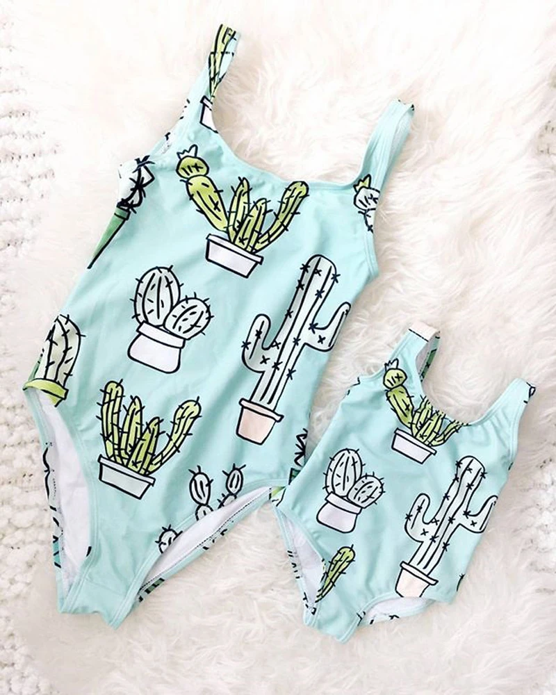 Lovely Family Match Mother Daughter Bikini Swimsuit Swimwear Women Kids ...