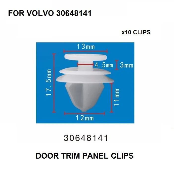 外部ロッカーモールドクリップ,ボルボoem 2004 2011 s40,x10,30648141新品,送料無料|molding clip ...