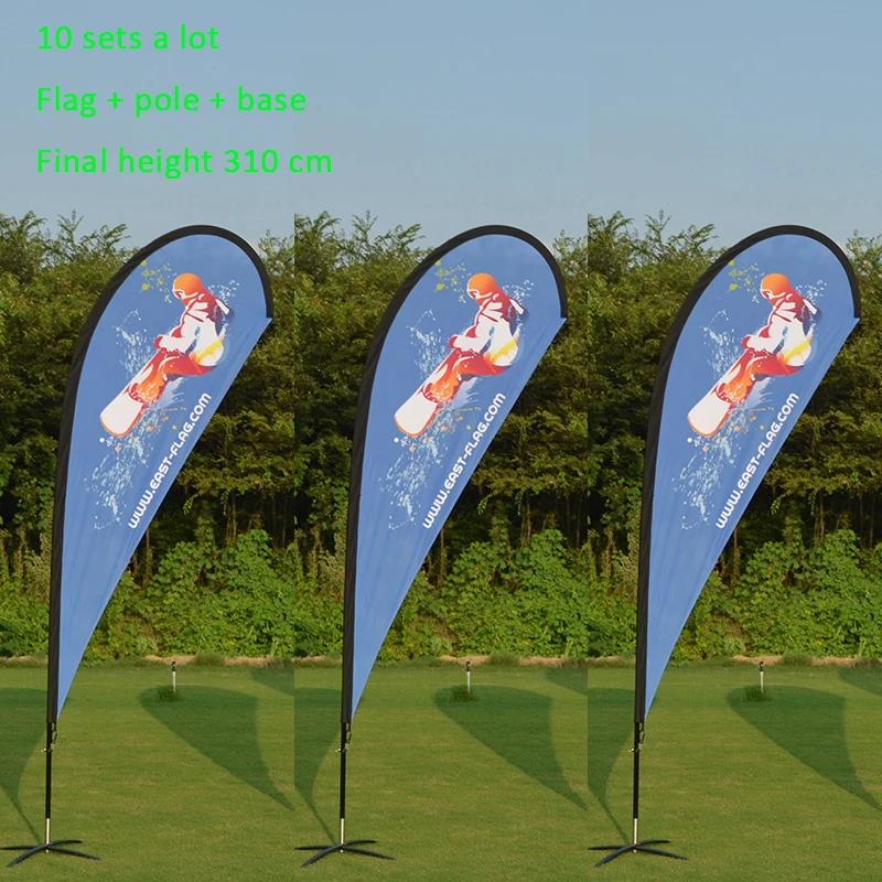 Free shipping 10 sets 310 cm Teardrop banner beachflag with bases /drop ...
