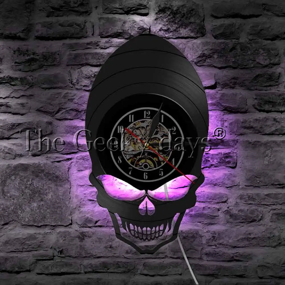 Demon Alien Skull Retro Clock Watch Goth Scary Wide Cheekbones Eyes ...