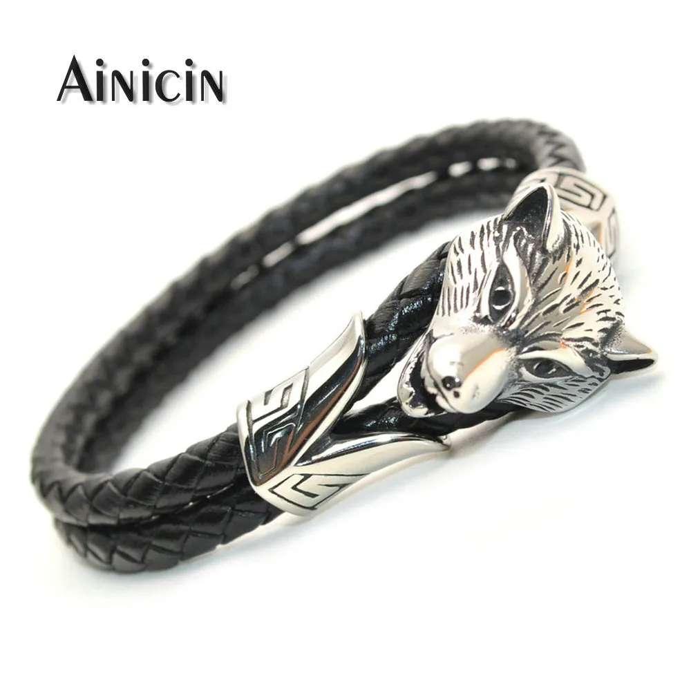 Fashion Wild Jewelry 316L Stainless Steel Lifelike Wolf Head Bracelets ...