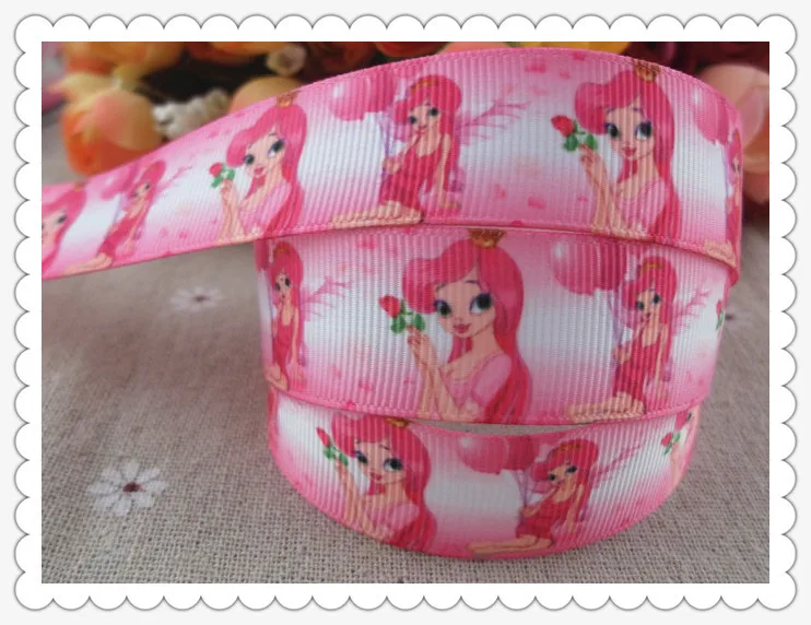 new arrival 7/8" (22mm) pink princess printed grosgrain ribbon cartoon ...
