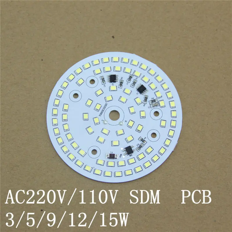 Módulo LED AC220V 15W IC integrado sin conductor, PCB, 10 unids/lote ...