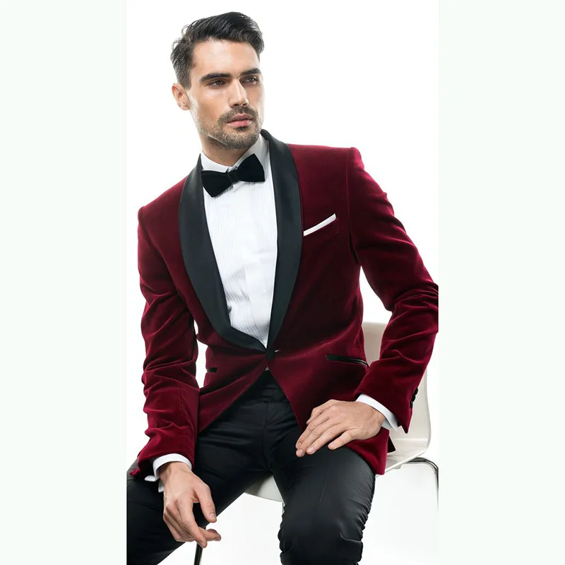 Costume Homme Mariage rojo boda traje para hombres Formal hombres ...